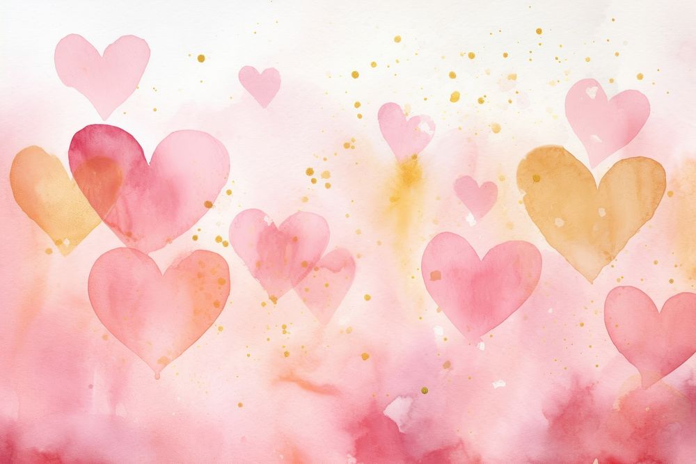 Hearts watercolor background backgrounds pink | Free Photo Illustration ...