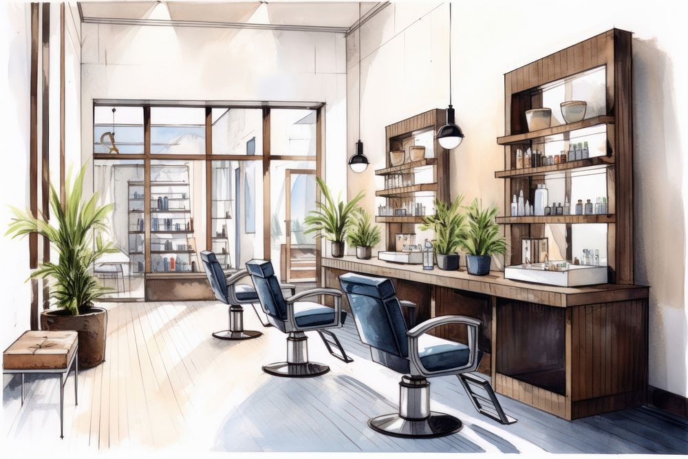 Hair salon shop watercolor barbershop | Premium Photo Illustration ...