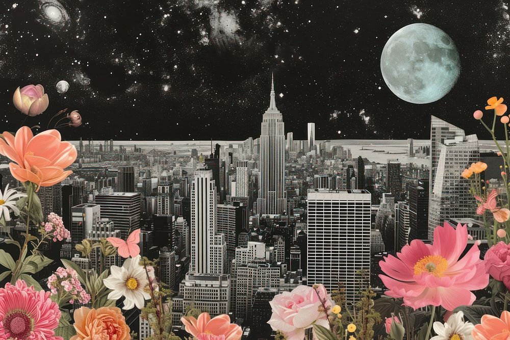Paper collage city landscape flower | Premium Photo Illustration - rawpixel