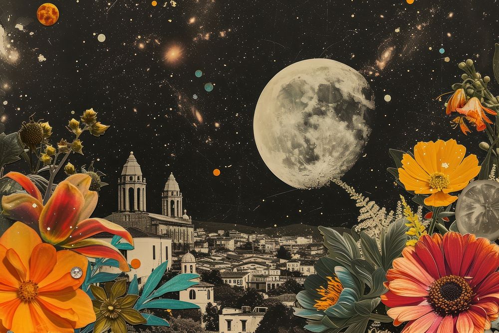 Paper collage city landscape flower | Premium Photo Illustration - rawpixel
