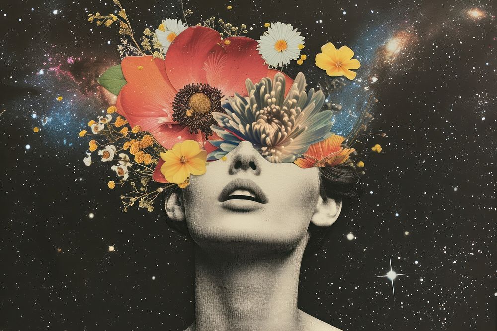 Paper collage singer flower portrait | Premium Photo Illustration ...