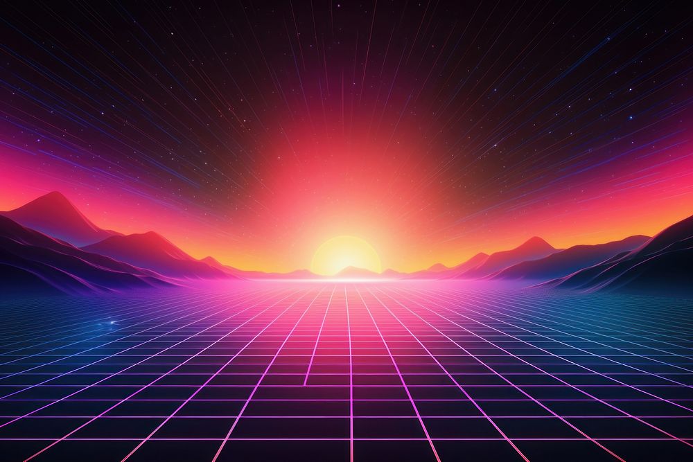 Retrowave galaxy backgrounds abstract sunset. | Premium Photo ...
