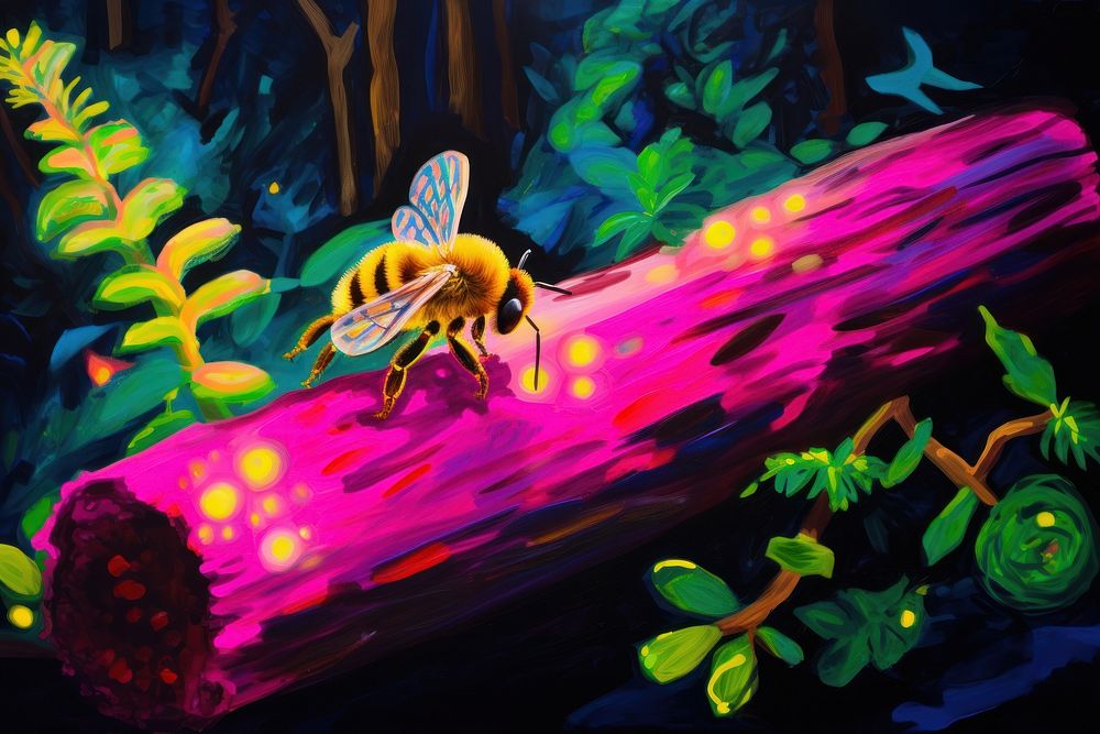 bee forest painting animal insect. | Premium Photo Illustration - rawpixel