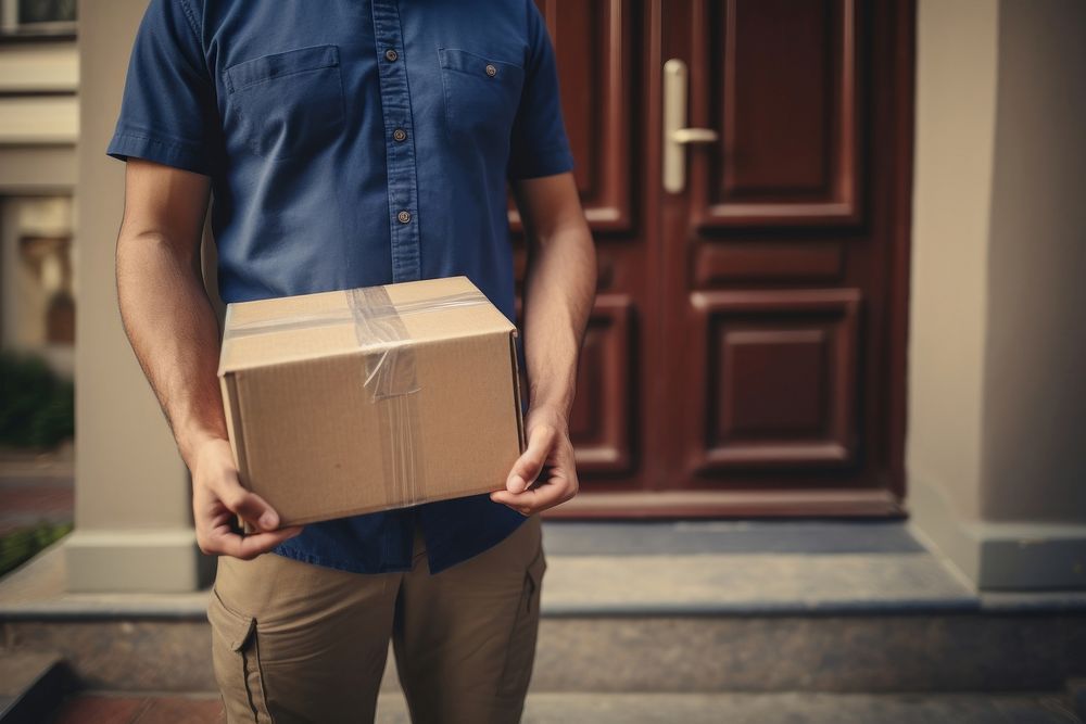 Delivery man holding box cardboard | Premium Photo - rawpixel