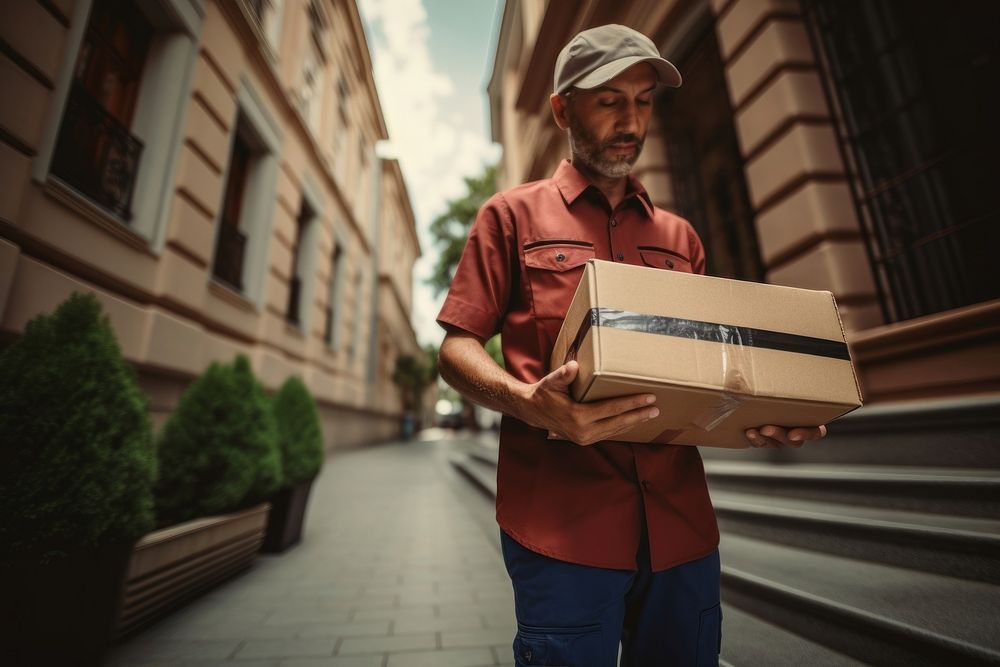 Delivery man holding box cardboard | Premium Photo - rawpixel