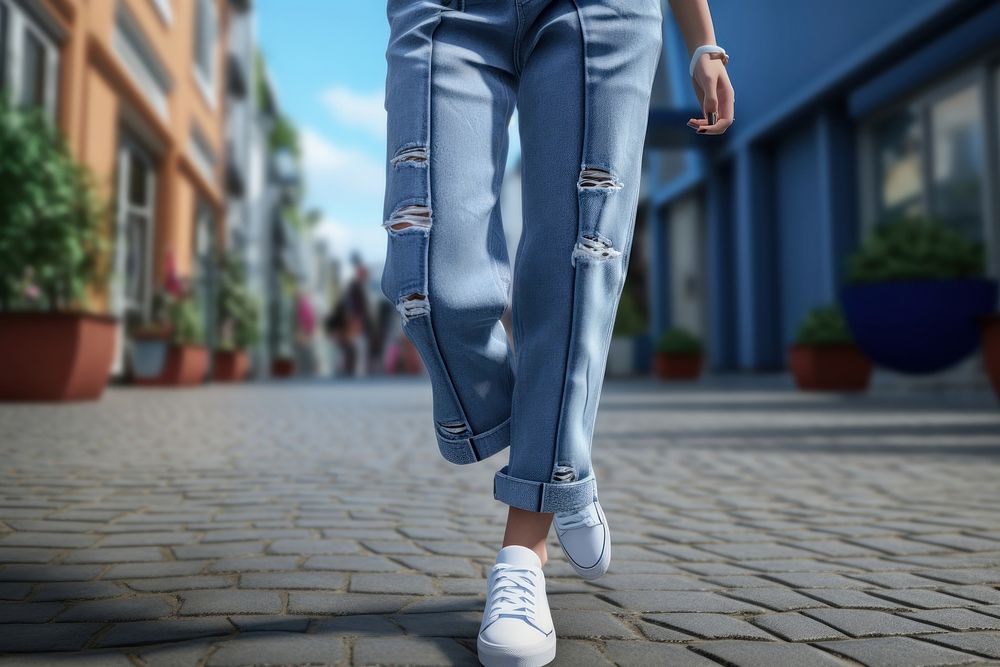 Straight leg jeans footwear walking | Free Photo - rawpixel