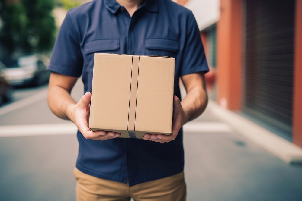 Delivery man holding box cardboard | Premium Photo - rawpixel