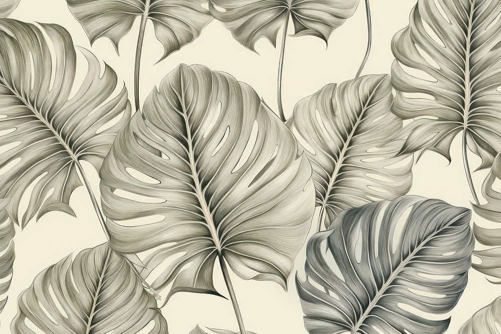 Vintage drawing monstera pattern sketch | Free Photo Illustration ...