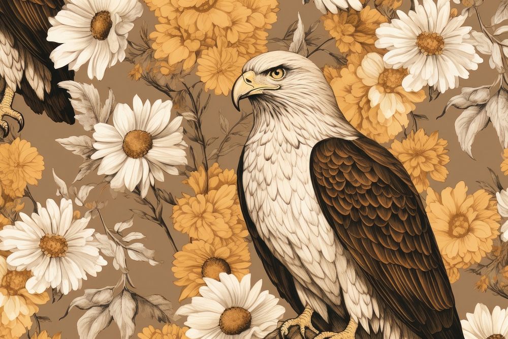 Seamless falcon wallpaper flower backgrounds | Free Photo Illustration ...