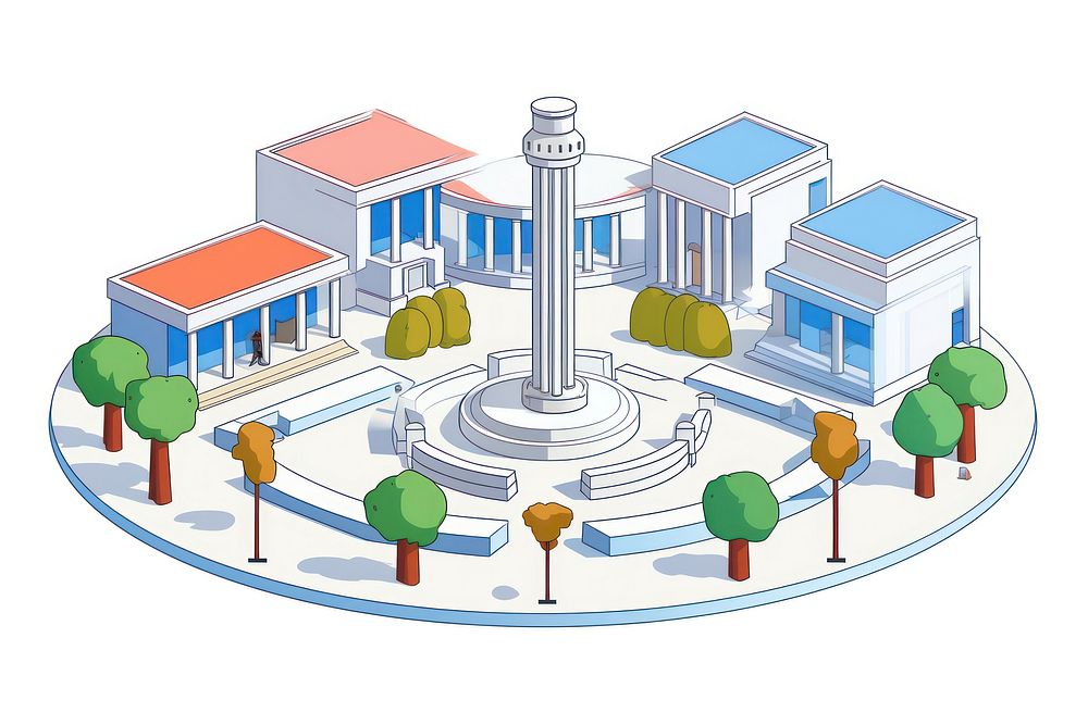 Plaza cartoon diagram city. | Free Photo Illustration - rawpixel