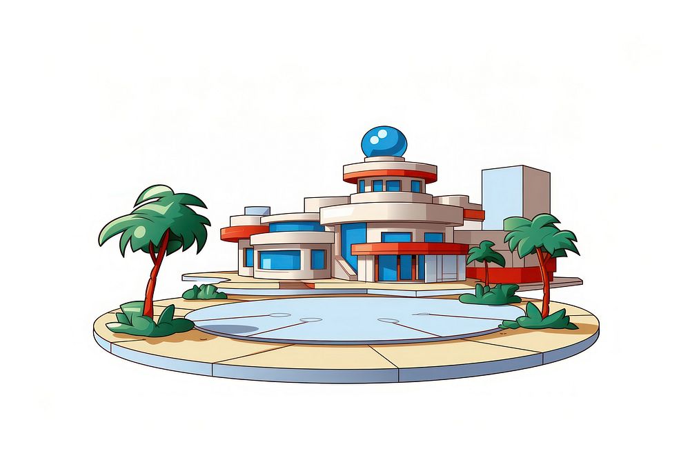Plaza architecture building cartoon. | Premium Photo Illustration ...