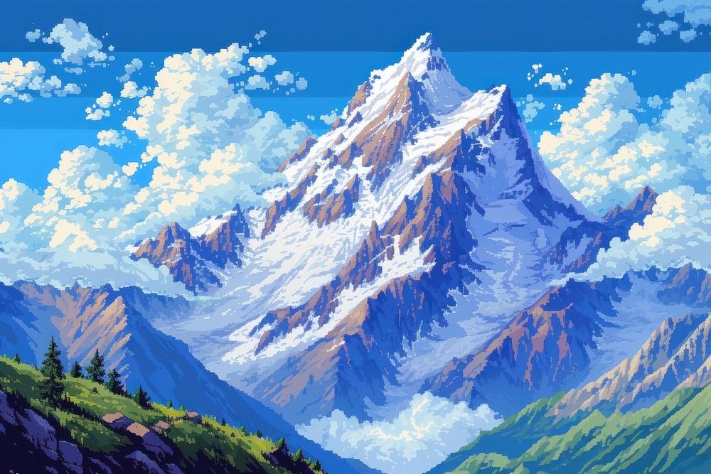Alps cut pixel mountain backgrounds | Premium Photo Illustration - rawpixel