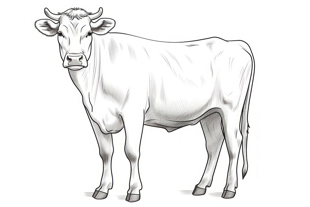 Cow outline sketch livestock mammal | Free Photo Illustration - rawpixel