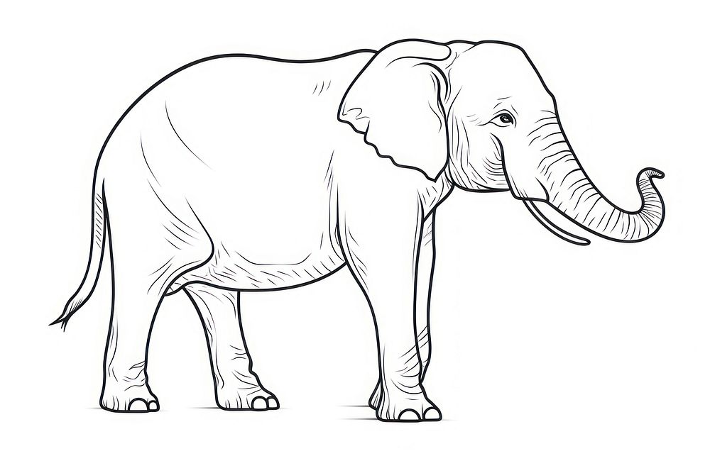 Elephant outline sketch drawing animal | Premium Photo Illustration ...