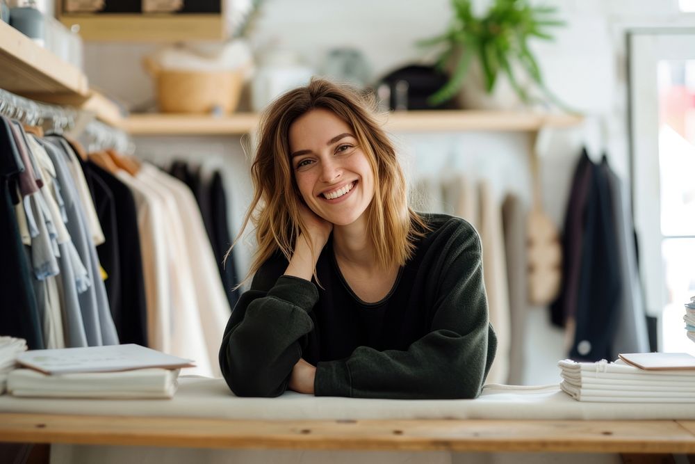 Woman working clothes shop leaning | Free Photo - rawpixel