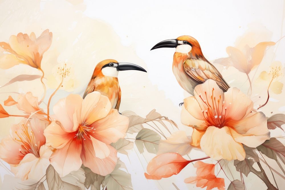 Painting animal toucan flower. | Free Photo Illustration - rawpixel