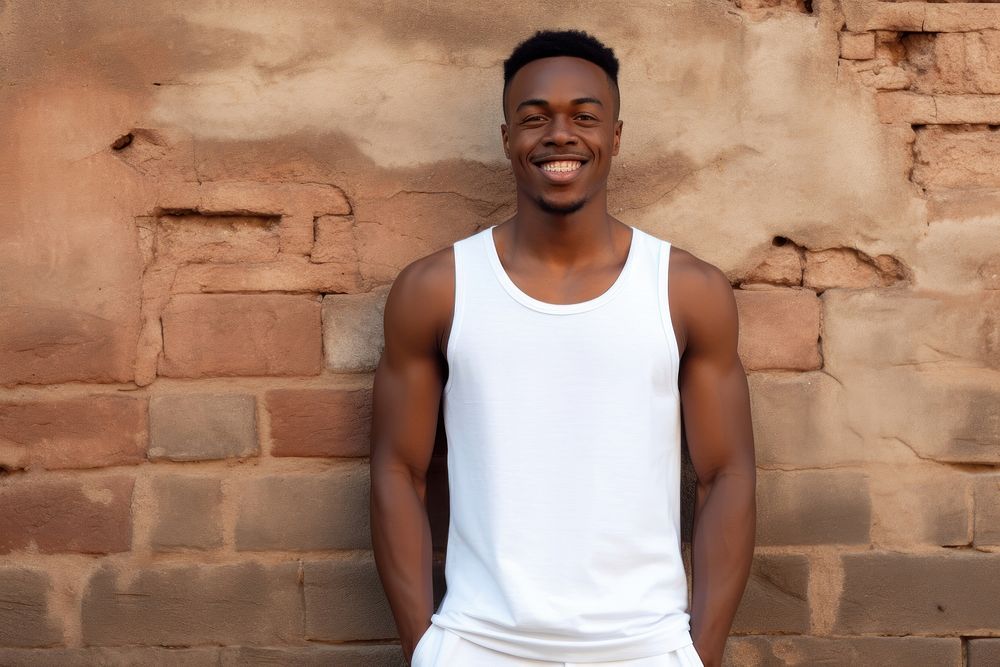 Tank top person smile brick. | Premium Photo - rawpixel