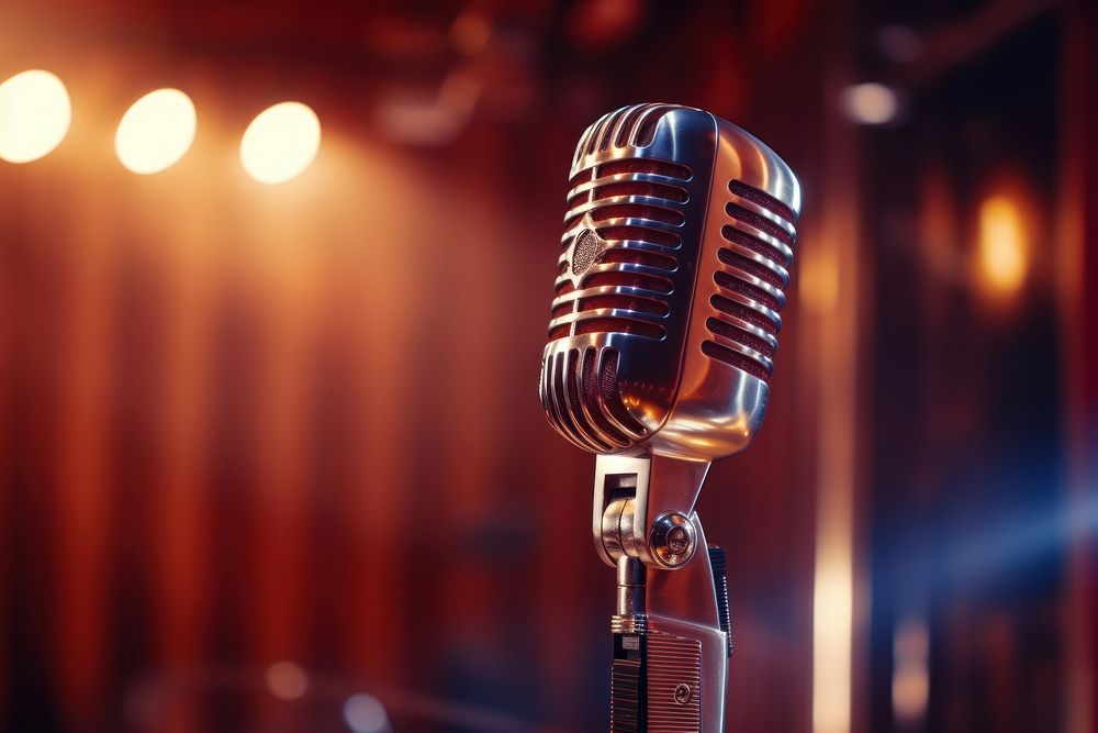 Condenser microphone spotlight stage performance. | Free Photo - rawpixel