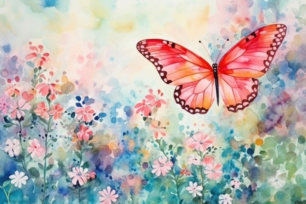 Background Butterfly garden butterfly painting | Premium Photo ...
