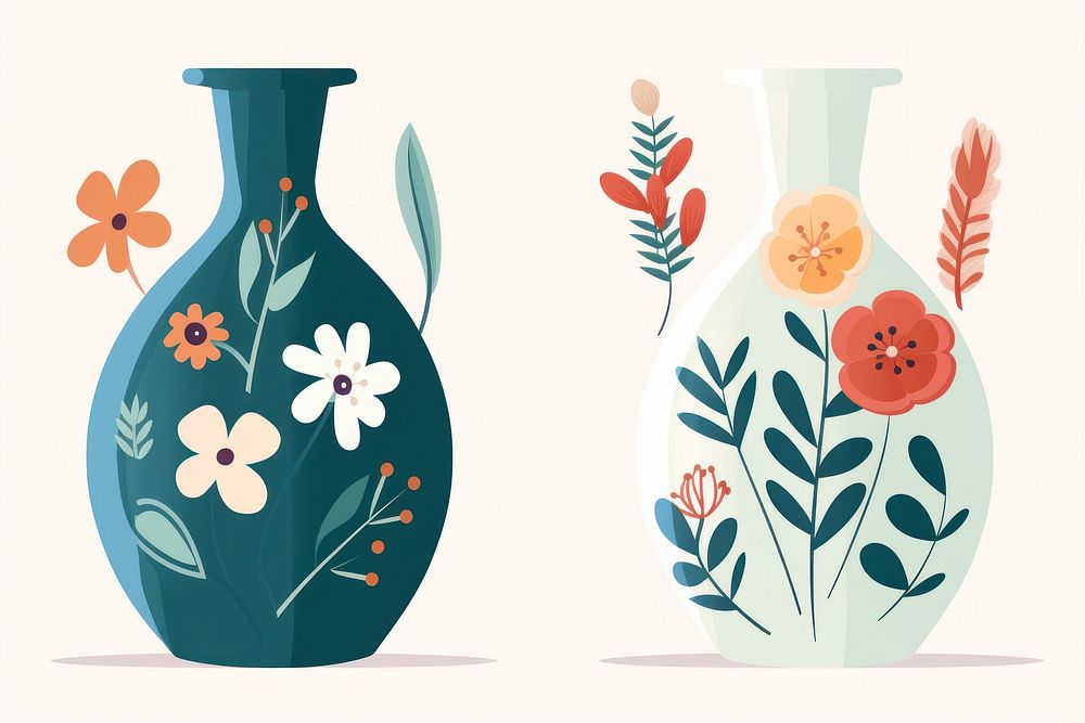 Flower vase pottery pattern flower. | Premium Photo Illustration - rawpixel