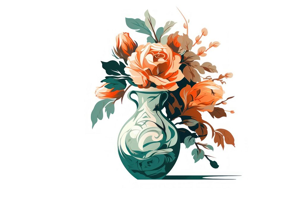 Flower vase flower painting pattern. | Premium Photo Illustration ...