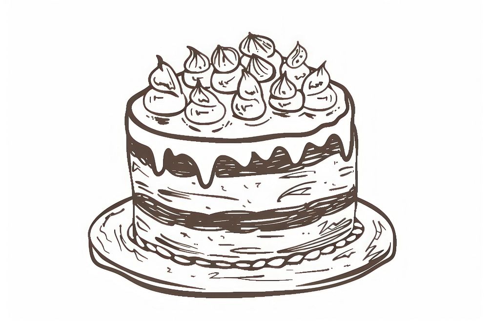 Cake cake dessert drawing. | Free Photo Illustration - rawpixel