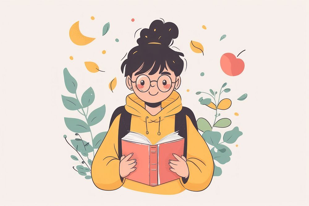 Student learning reading cartoon. | Premium Photo Illustration - rawpixel