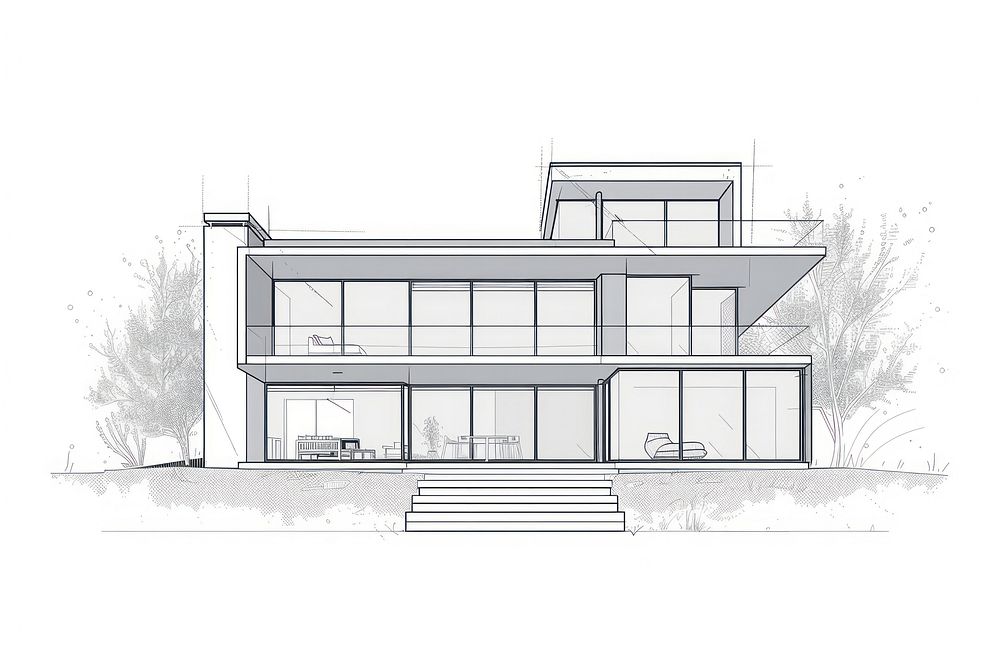 Modern house drawing sketch diagram. | Free Photo Illustration - rawpixel