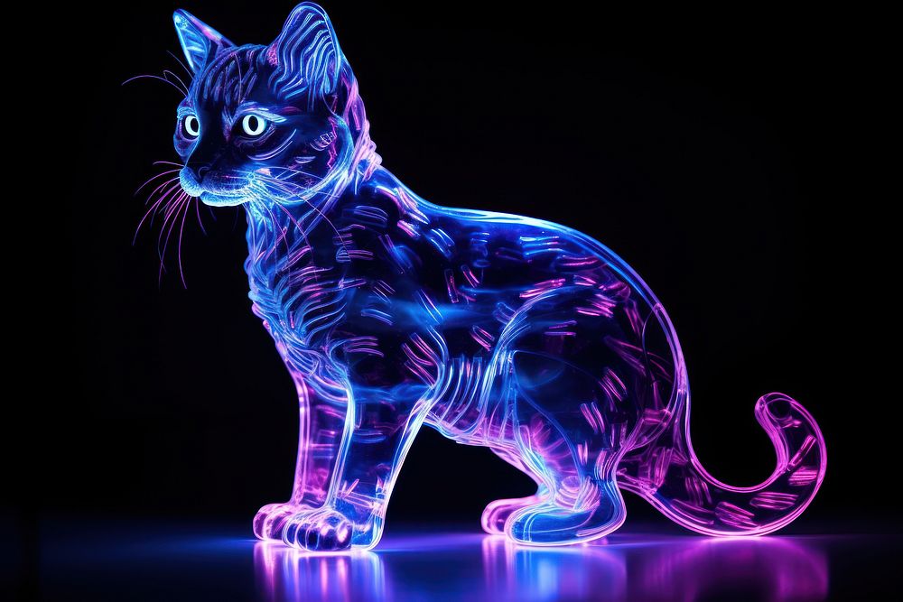 Neon cat light animal mammal. | Free Photo Illustration - rawpixel