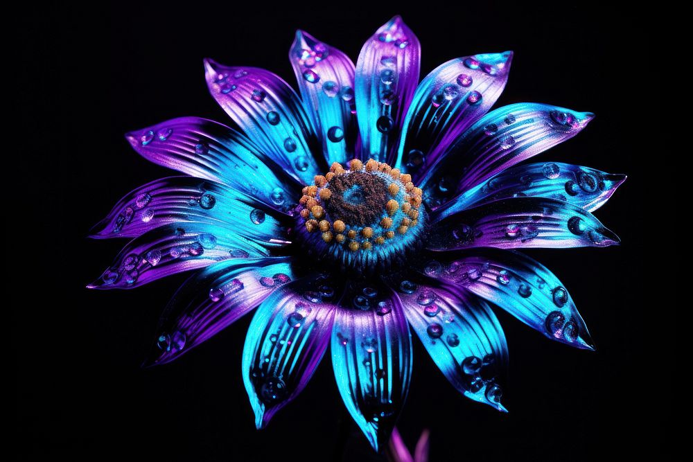 Neon sunflower purple petal plant. | Premium Photo Illustration - rawpixel