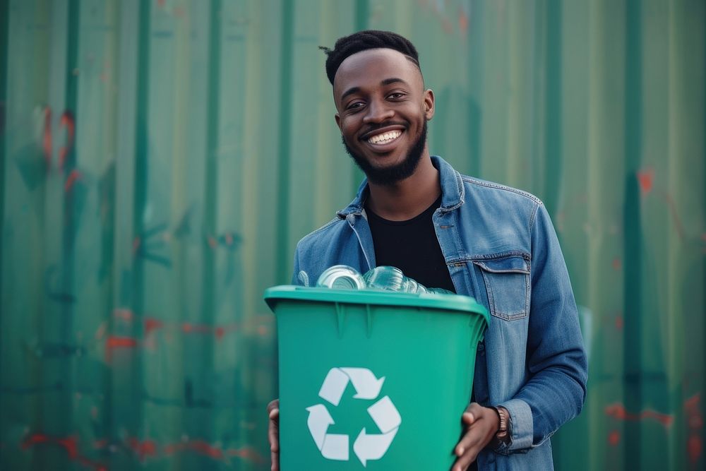 Man holding recycle bin smile | Free Photo - rawpixel