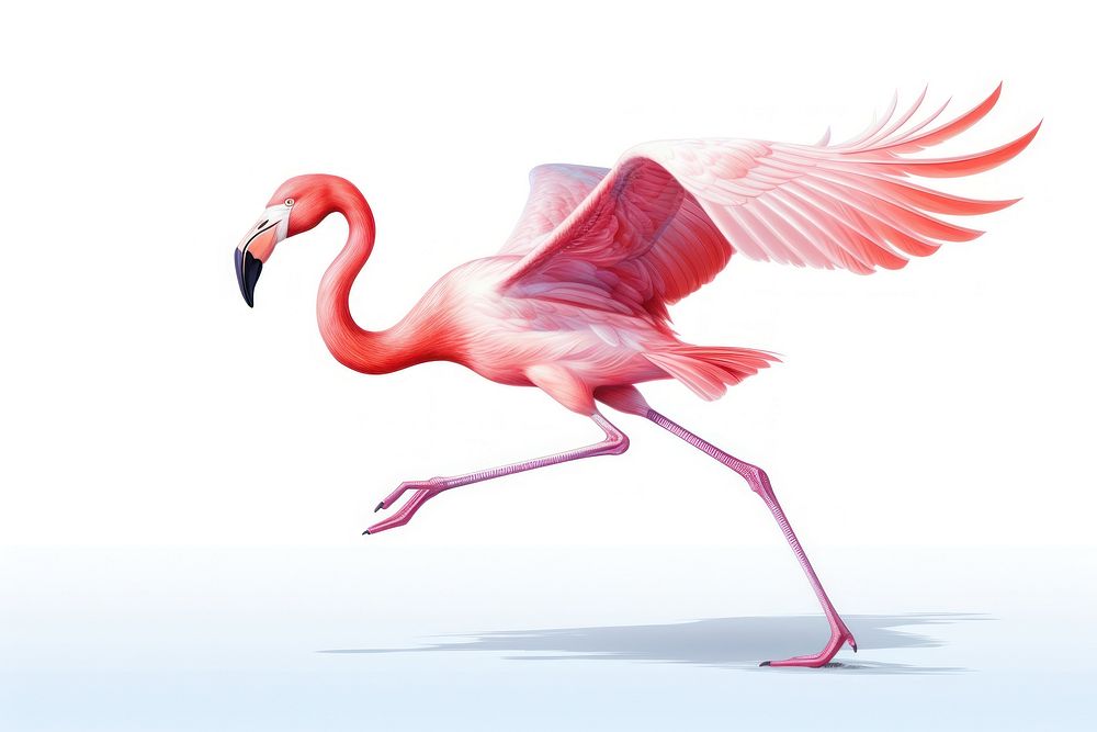 Pink flamingo running animal bird | Free Photo Illustration - rawpixel