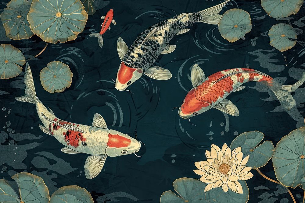 Top view koi fishes pond | Premium Photo Illustration - rawpixel