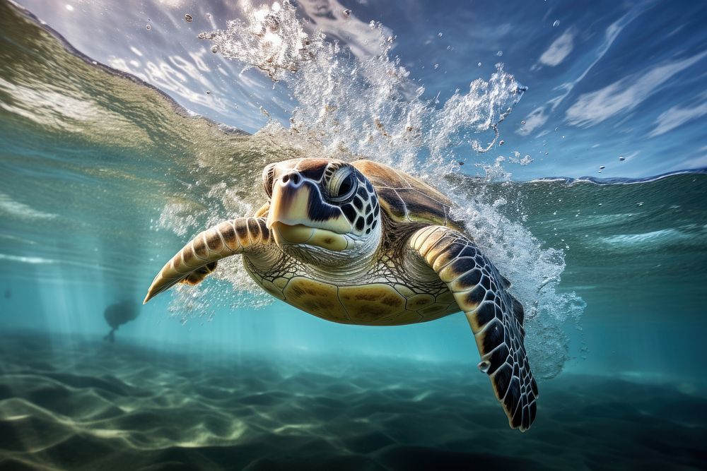 Underwater photo sea turtle outdoors | Premium Photo - rawpixel