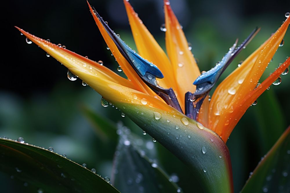 Bird-of-Paradise dew droplet flower plant. | Premium Photo - rawpixel