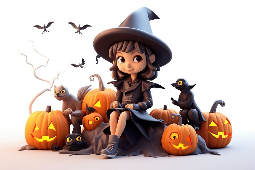 Witch halloween fantasy cartoon. | Free Photo Illustration - rawpixel