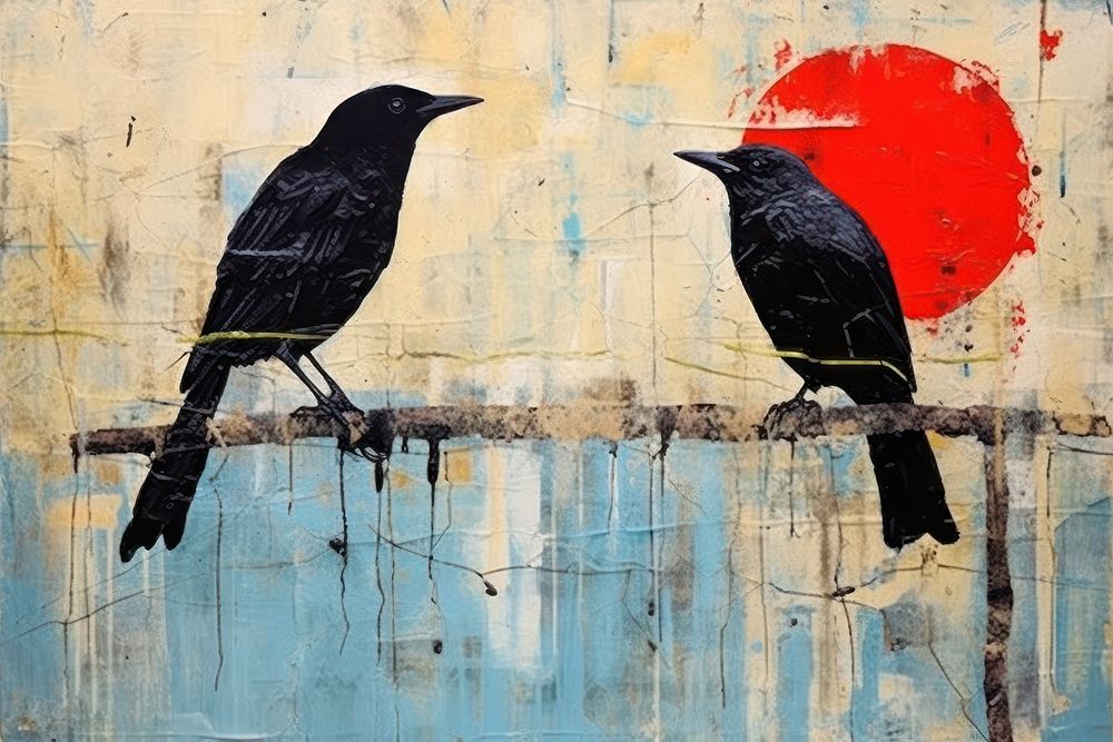 Crows art painting animal. | Premium Photo Illustration - rawpixel