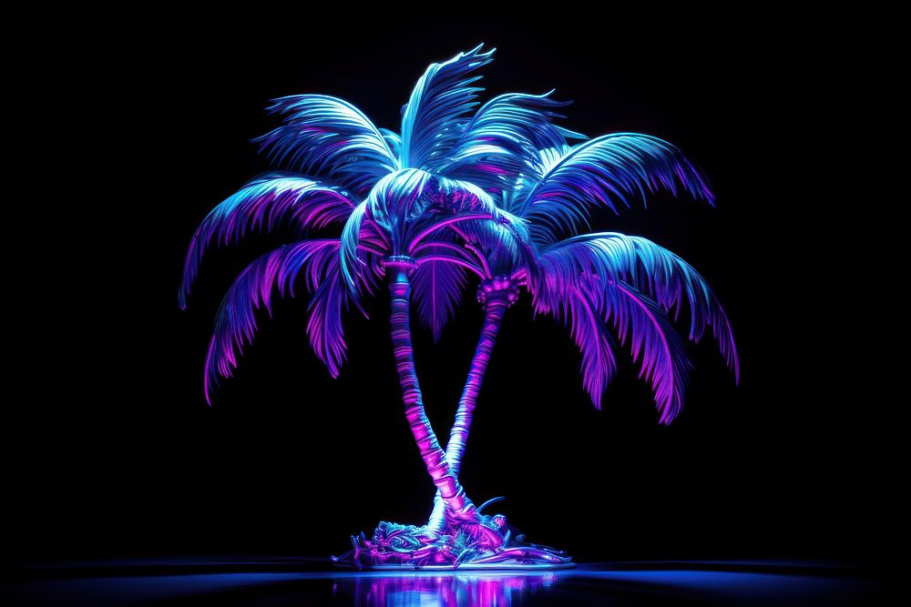 Neon coconut tree purple plant | Premium Photo Illustration - rawpixel