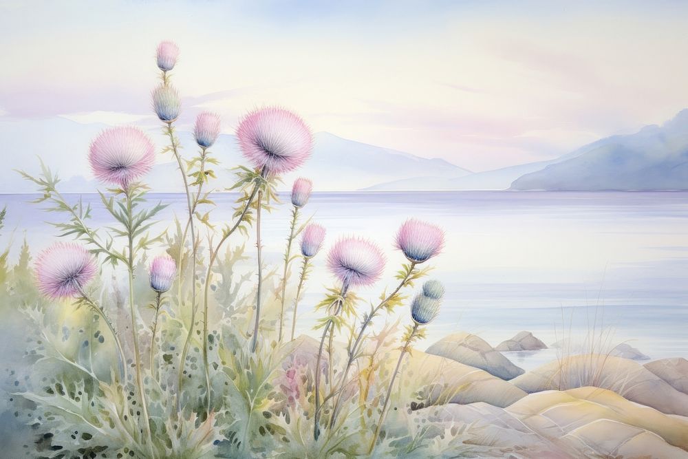 Painting Thistle border landscape outdoors | Free Photo Illustration ...