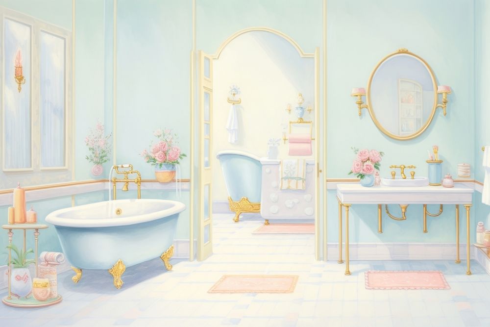 Painting Bathroom border bathroom bathtub | Free Photo Illustration ...