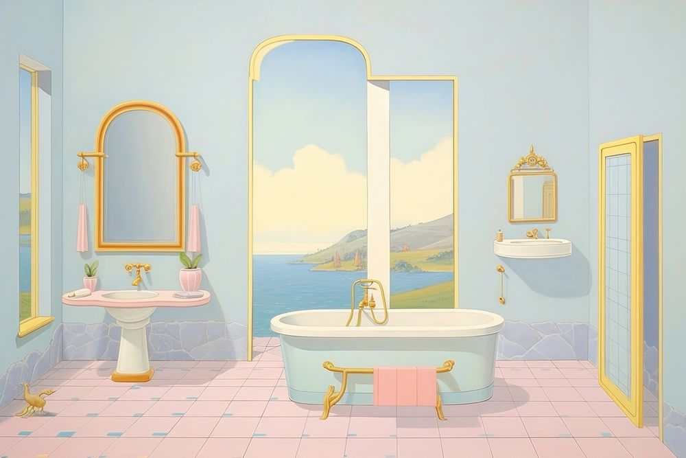 Painting Bathroom border bathroom bathtub | Free Photo Illustration ...