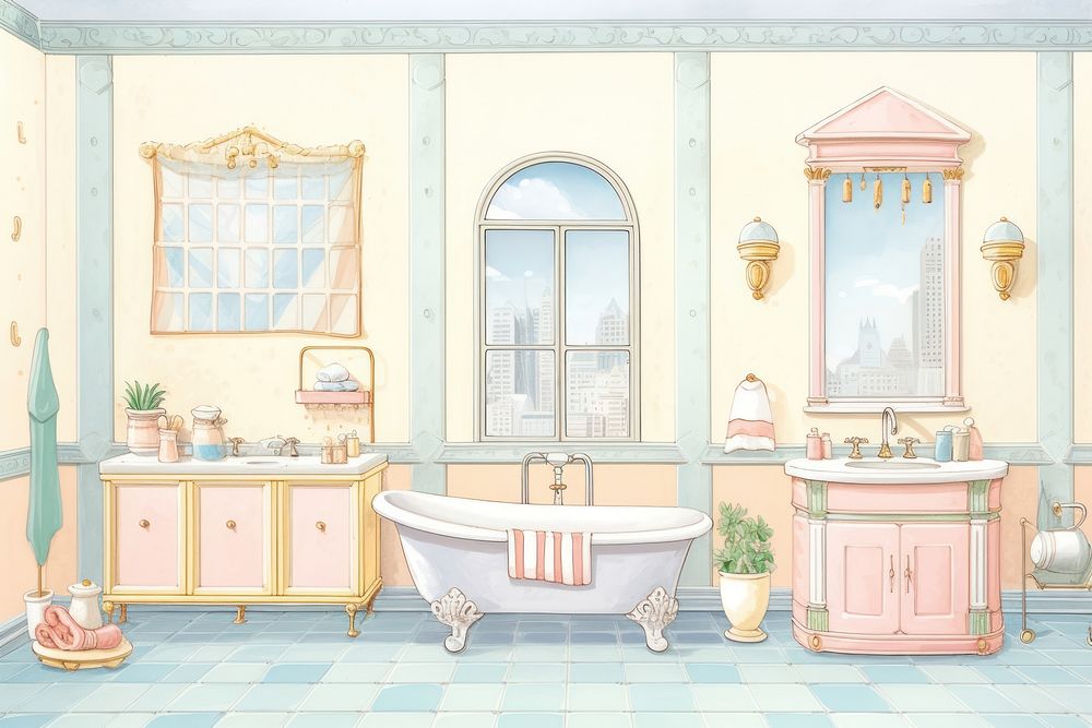 Painting Bathroom border bathroom bathtub | Free Photo Illustration ...