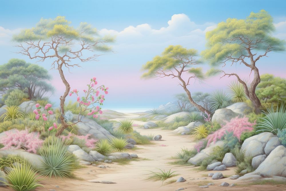 Painting Bush border landscape outdoors | Premium Photo Illustration ...