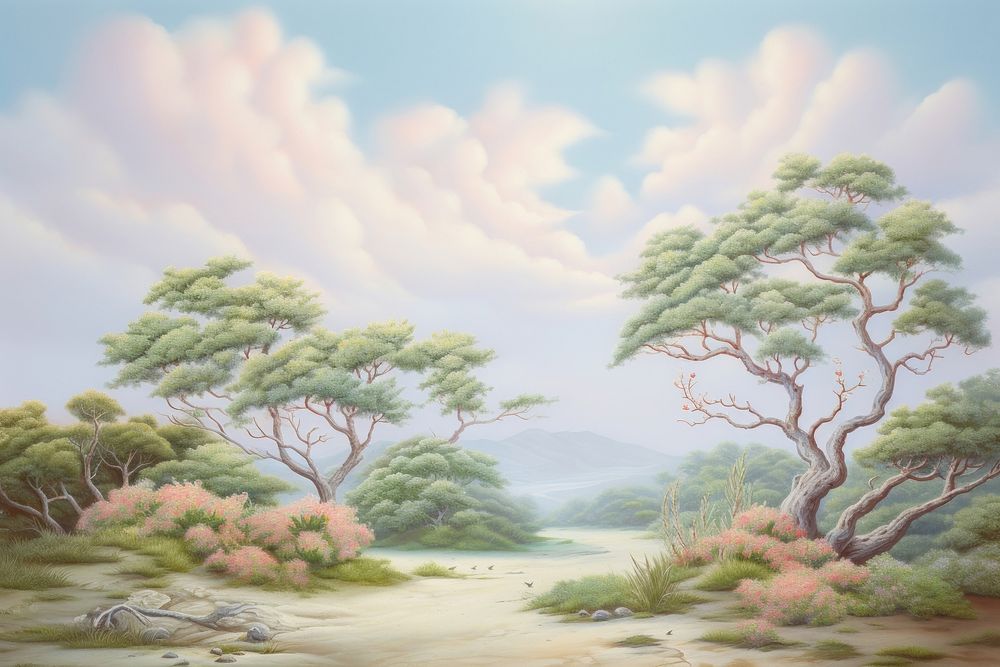 Painting Bush border landscape outdoors | Premium Photo Illustration ...