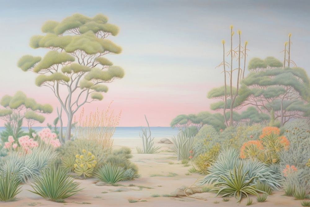 Painting Bush border landscape outdoors | Premium Photo Illustration ...