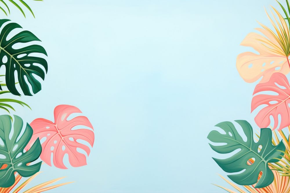 Painting colorful Monstera border backgrounds | Free Photo Illustration ...