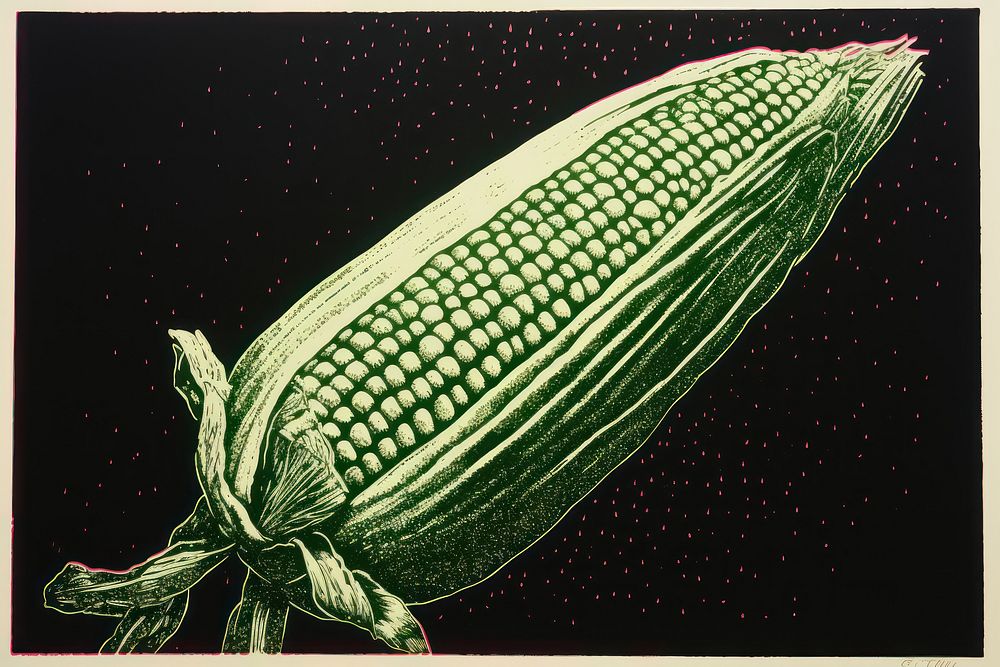 Silkscreen paper corn green plant | Free Photo Illustration - rawpixel