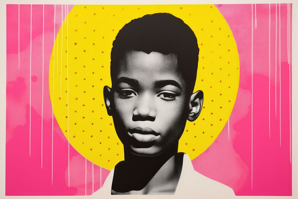 Silkscreen paper boy portrait yellow | Premium Photo Illustration ...