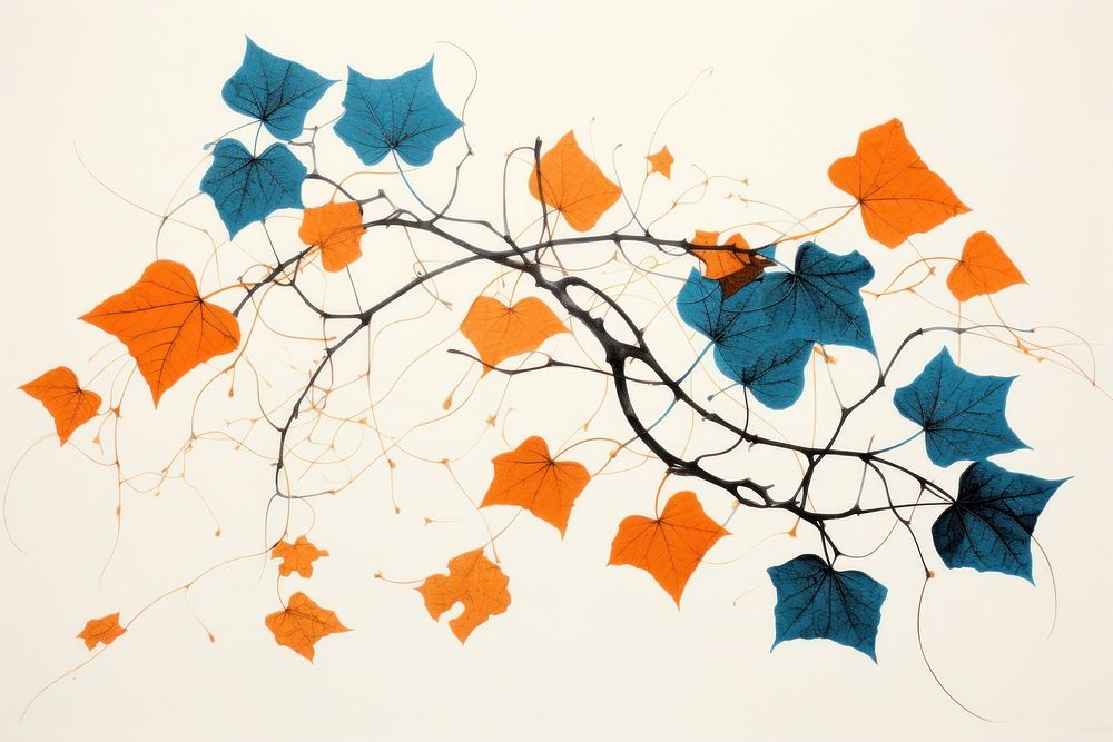 Silkscreen paper ivy yellow plant | Premium Photo Illustration - rawpixel