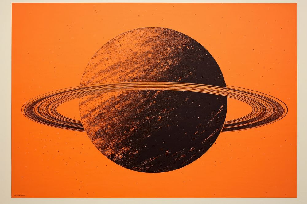 Silkscreen paper saturn yellow space | Free Photo Illustration - rawpixel